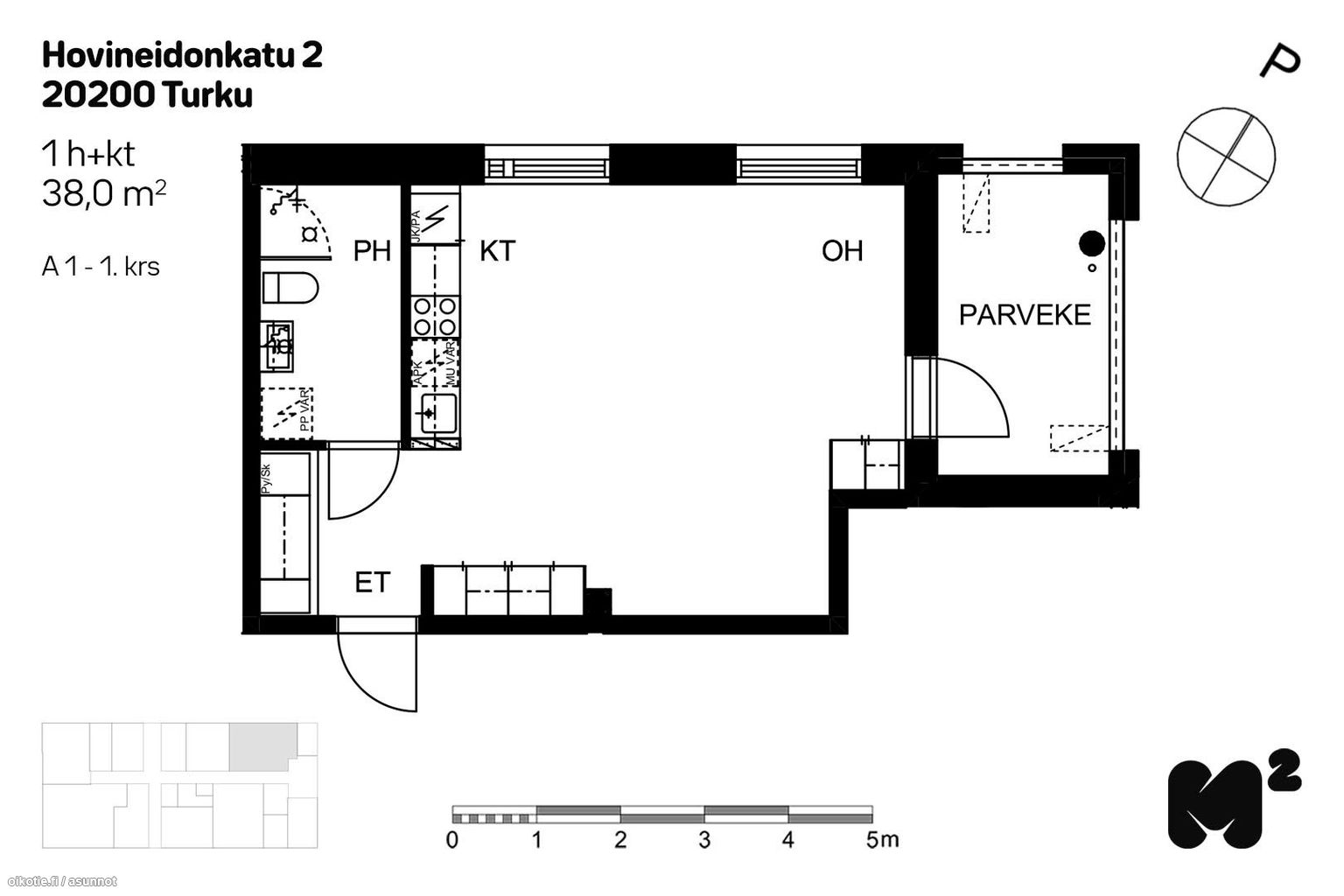 38 m² Hovineidonkatu 2, 20200 Turku Kerrostalo Yksiö vuokrattavana ...