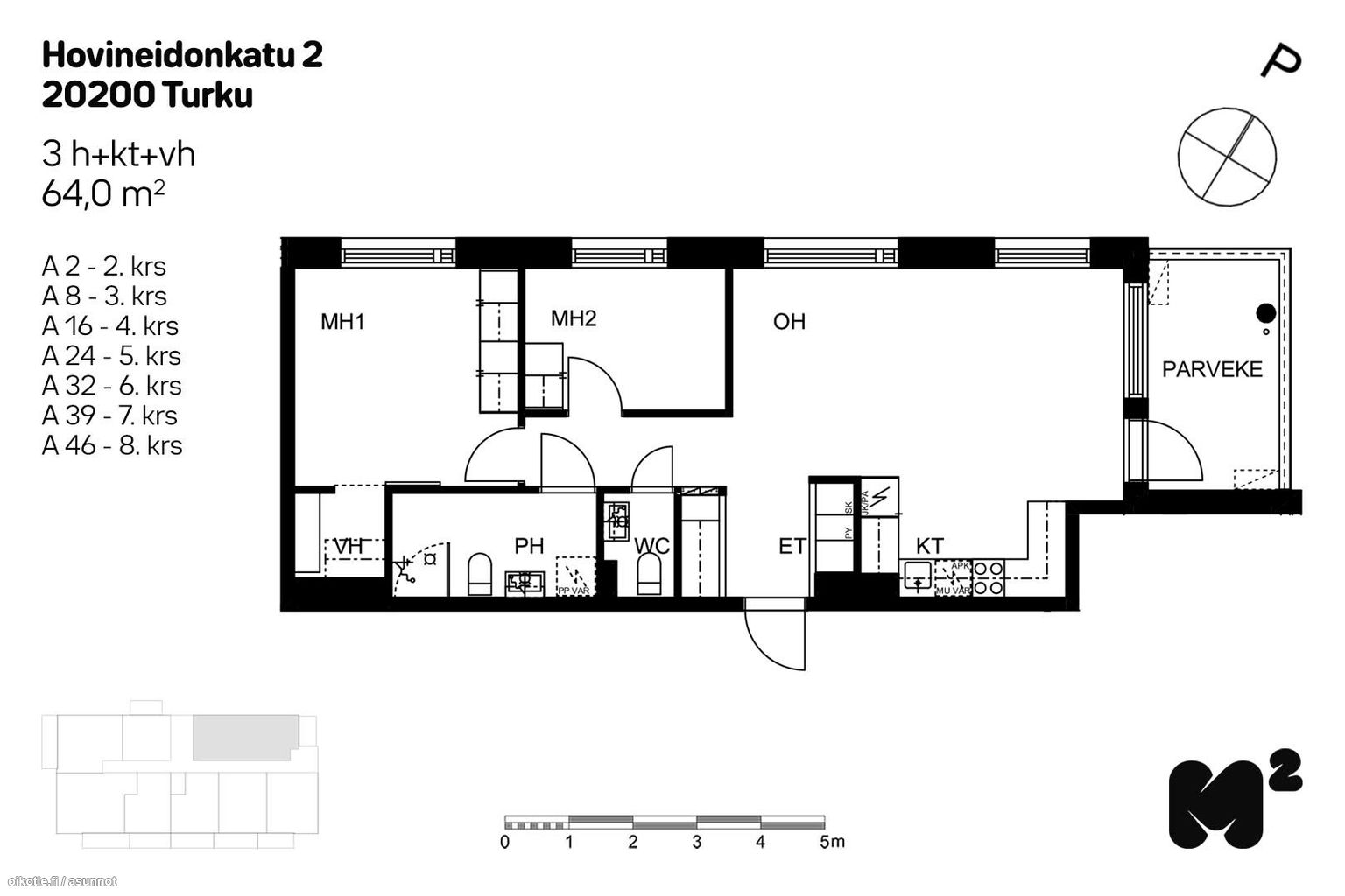 64 m² Hovineidonkatu 2, 20200 Turku Kerrostalo 3h vuokrattavana ...
