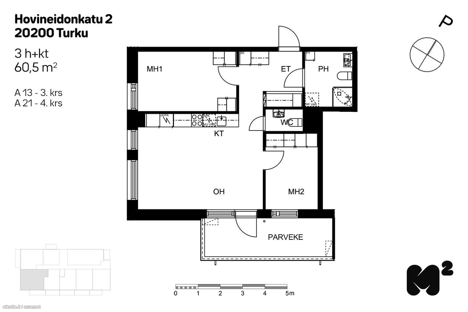 60,5 m² Hovineidonkatu 2, 20200 Turku Kerrostalo 3h vuokrattavana ...